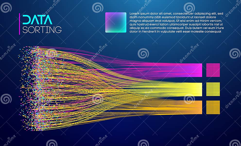 Multi Colored Flowing Data Streams Representing Information Sorting and ...