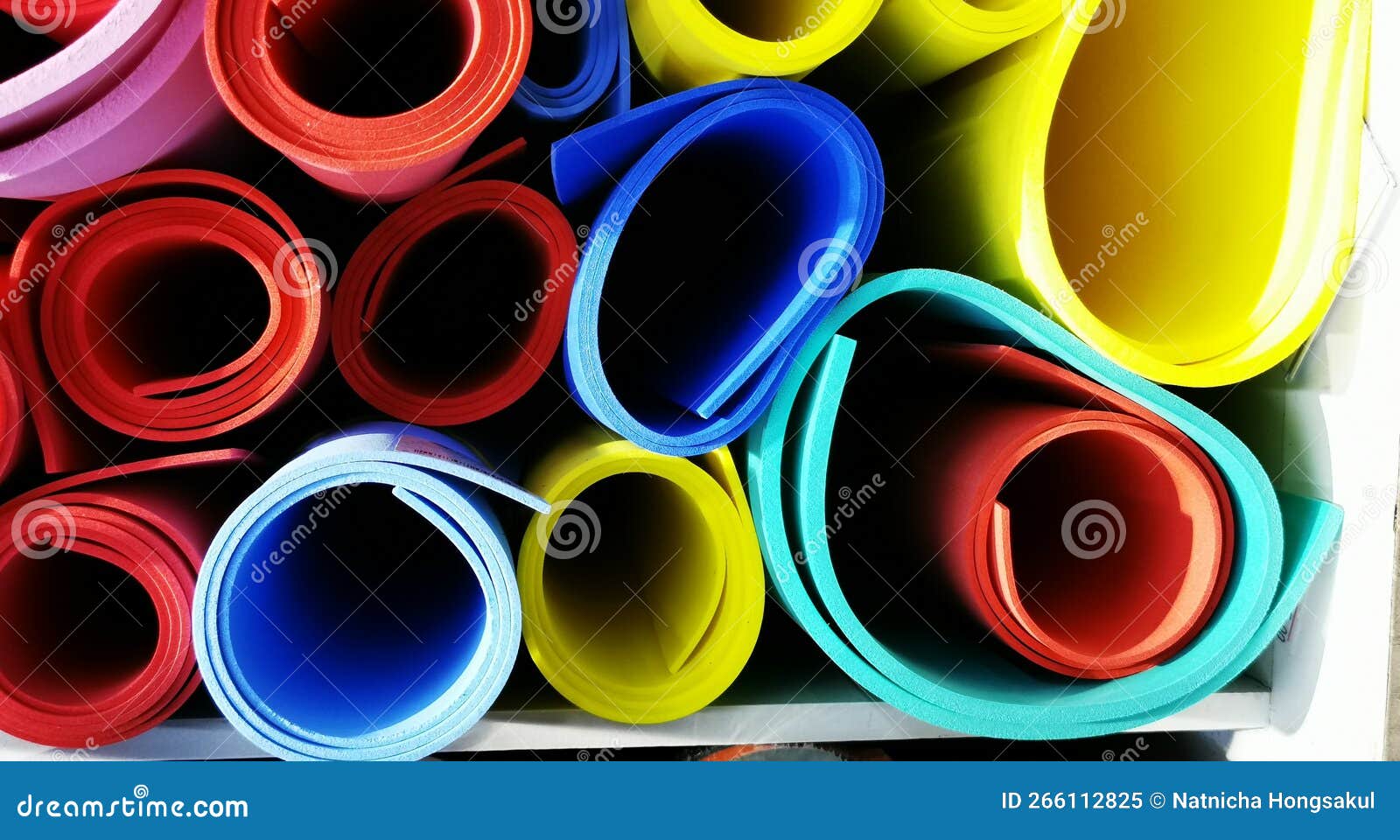Multi-colored Foam Rubber Rolls are Stored in a Box. Stock Image ...