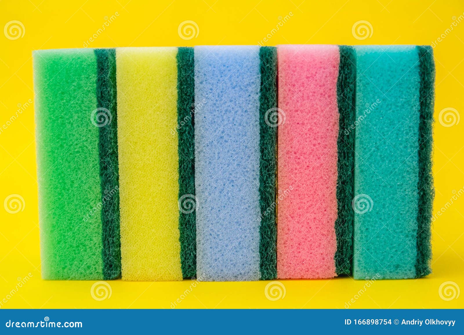 Multi-colored Foam Rubber Sponge for Cleaning and Washing Dishes on a ...