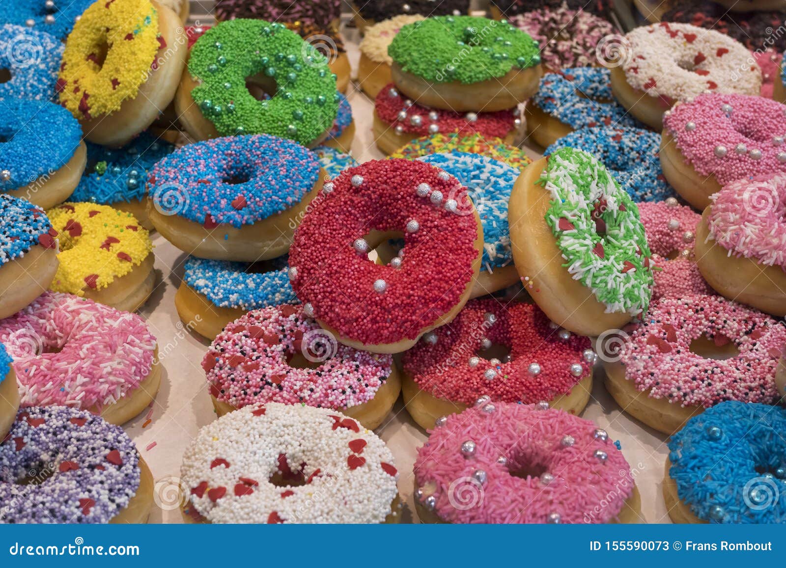 Multi colored fresh donuts stock image. Image of design - 155590073