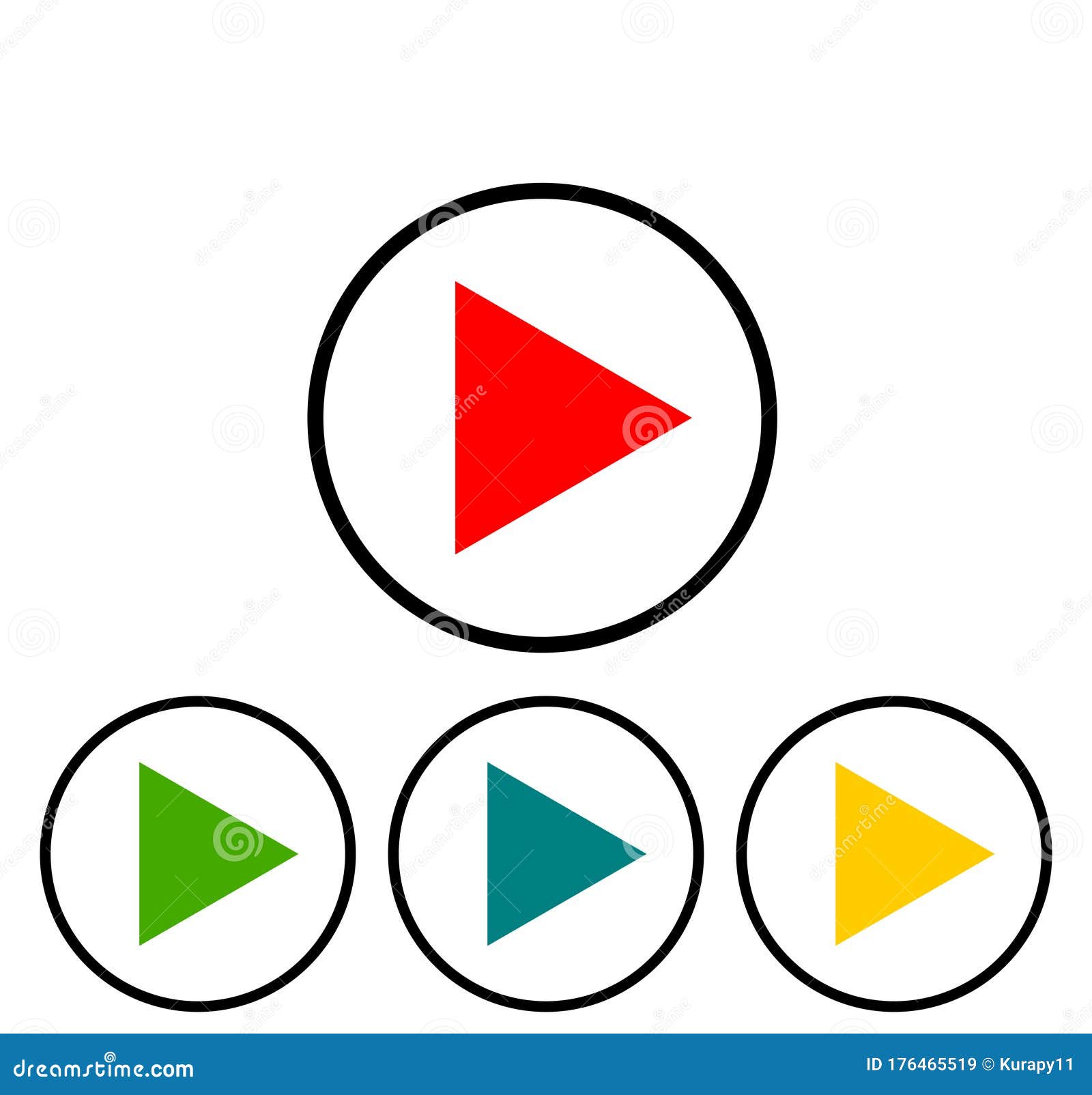 Multi-colored Gameplay Button in Circle Stock Illustration ...