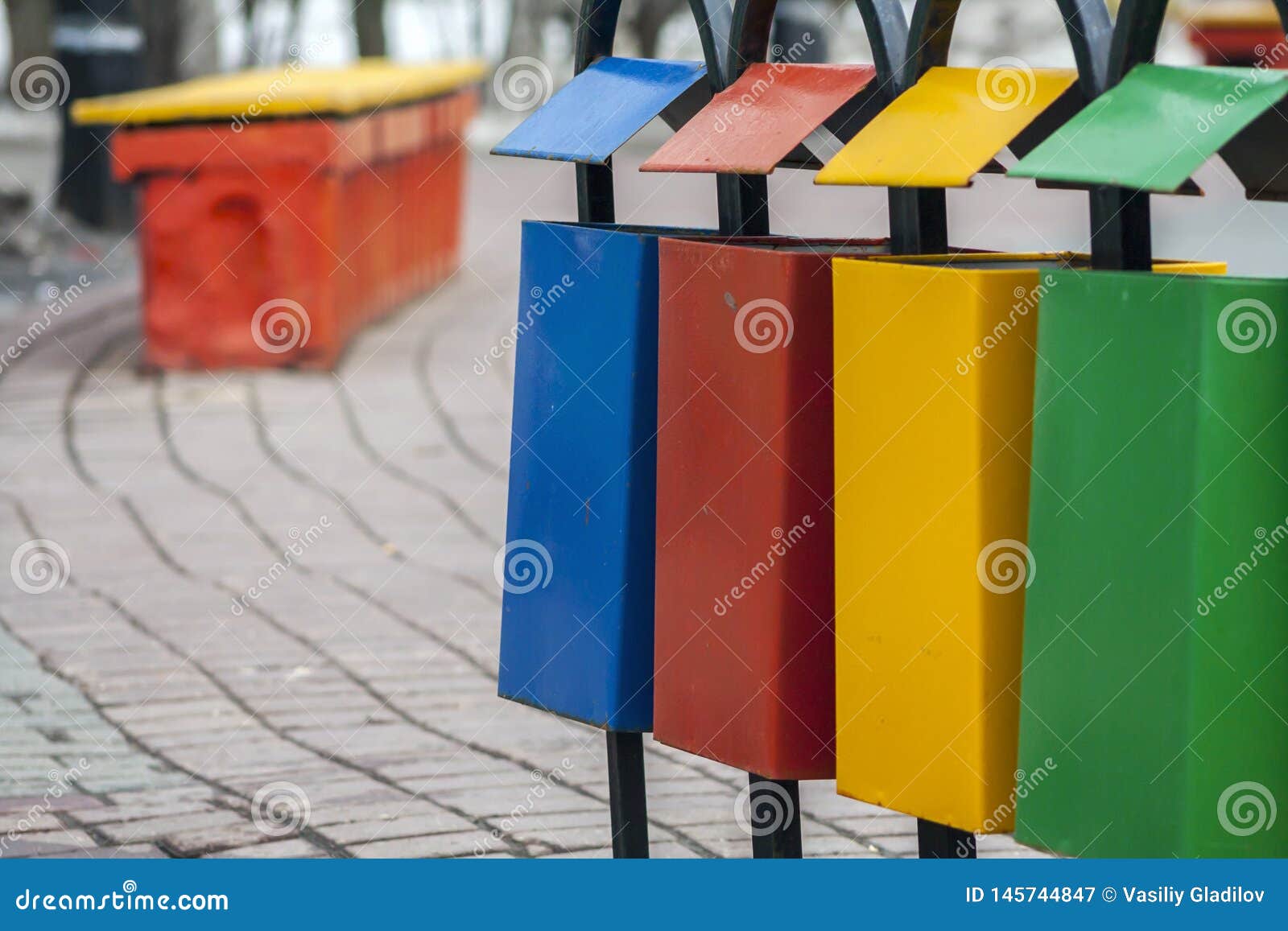 Multi-colored Garbage Bins for Separate Waste Collection Stock Image ...