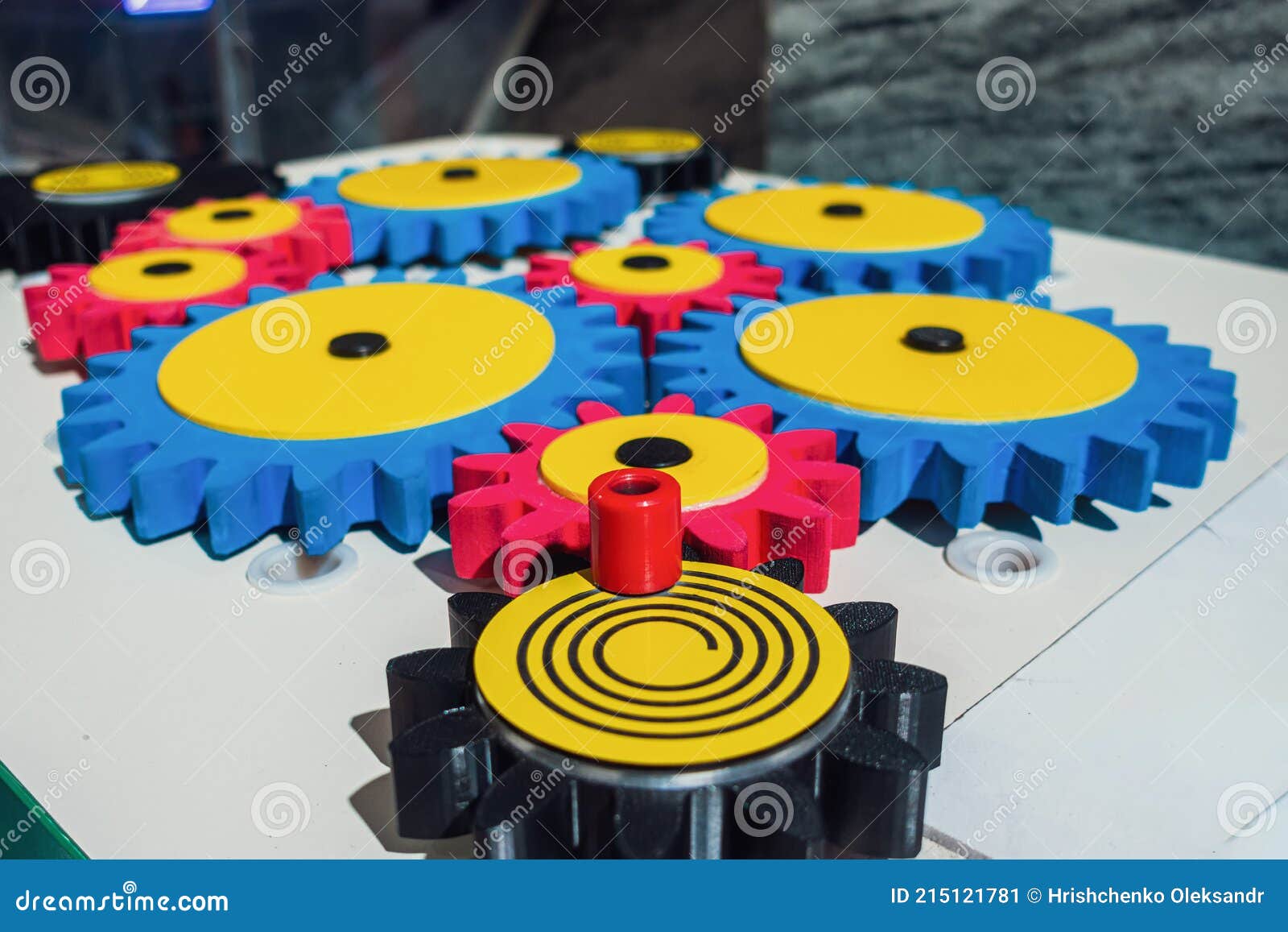 Multi-colored Gears of Different Diameters Rotate Stock Image - Image ...