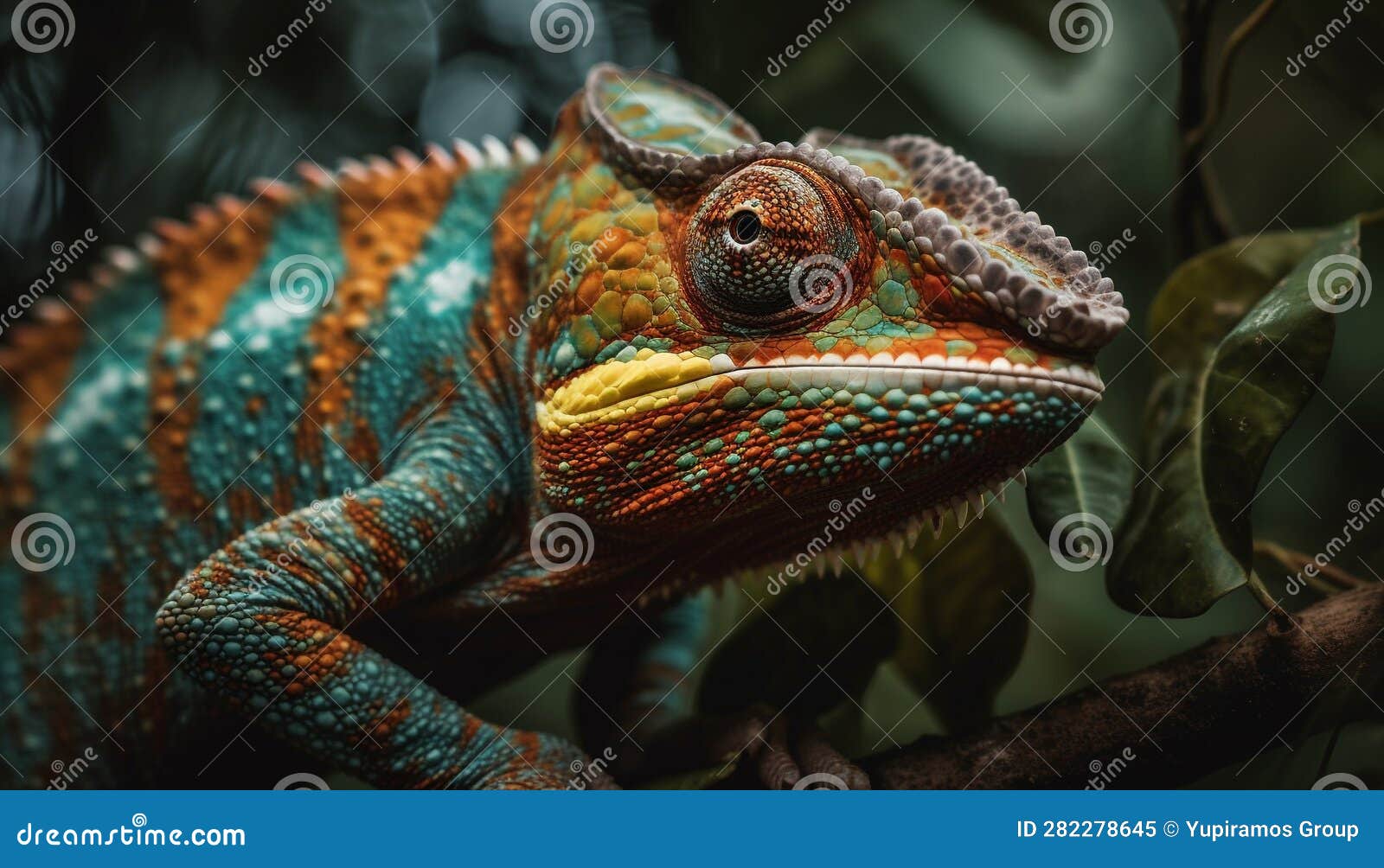 Multi Colored Gecko on Branch in Tropical Rainforest Looking at Camera ...