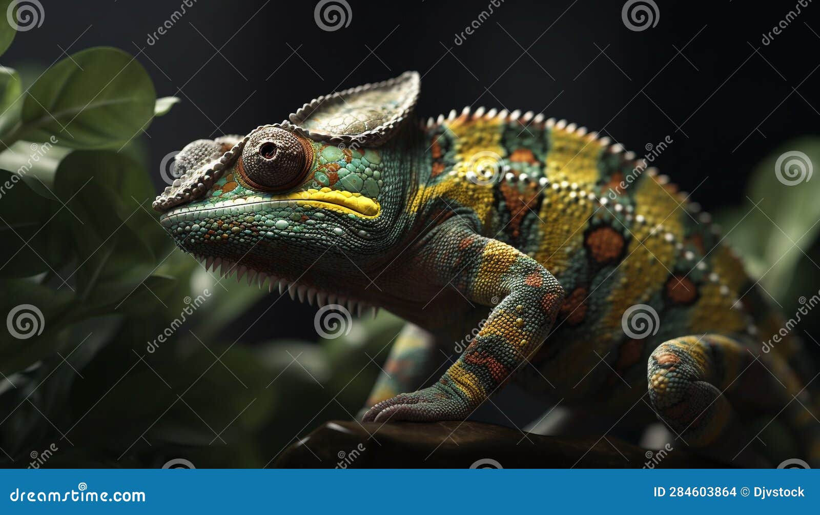 Multi Colored Gecko in Tropical Rainforest, Looking at Camera with ...