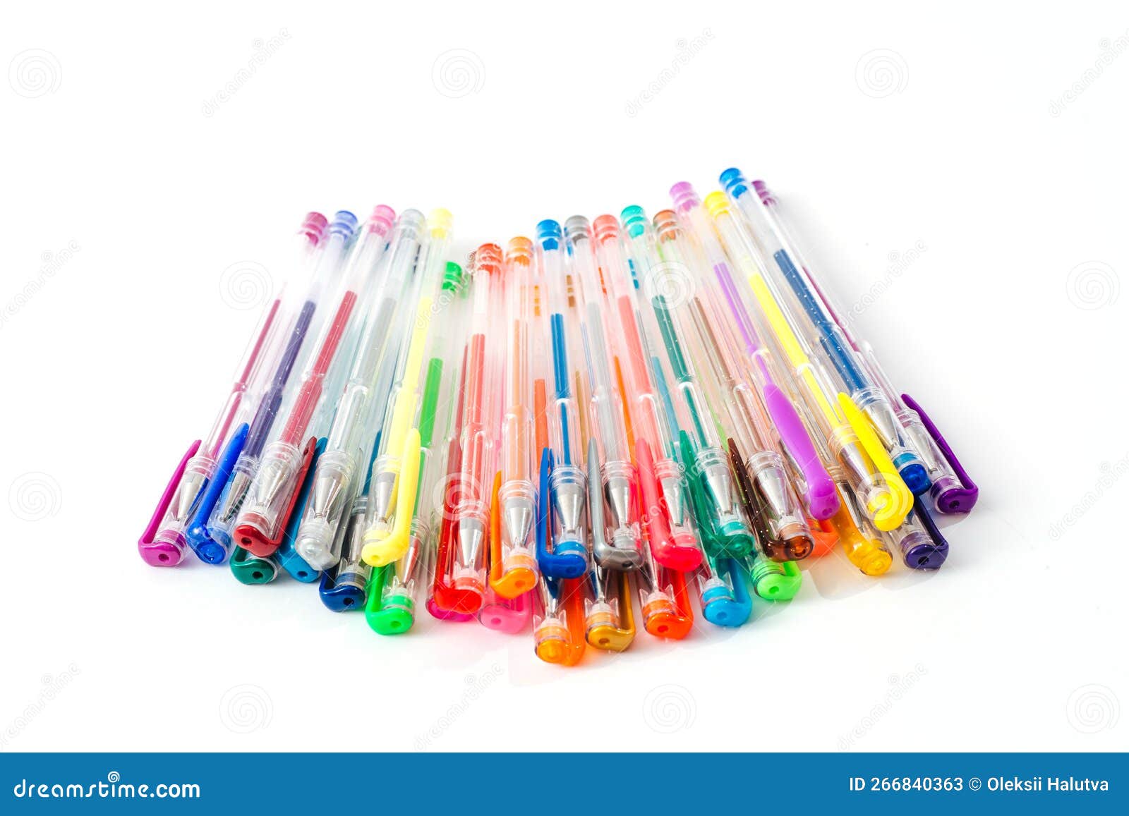 Multi-colored gel pens. stock image. Image of group - 266840363