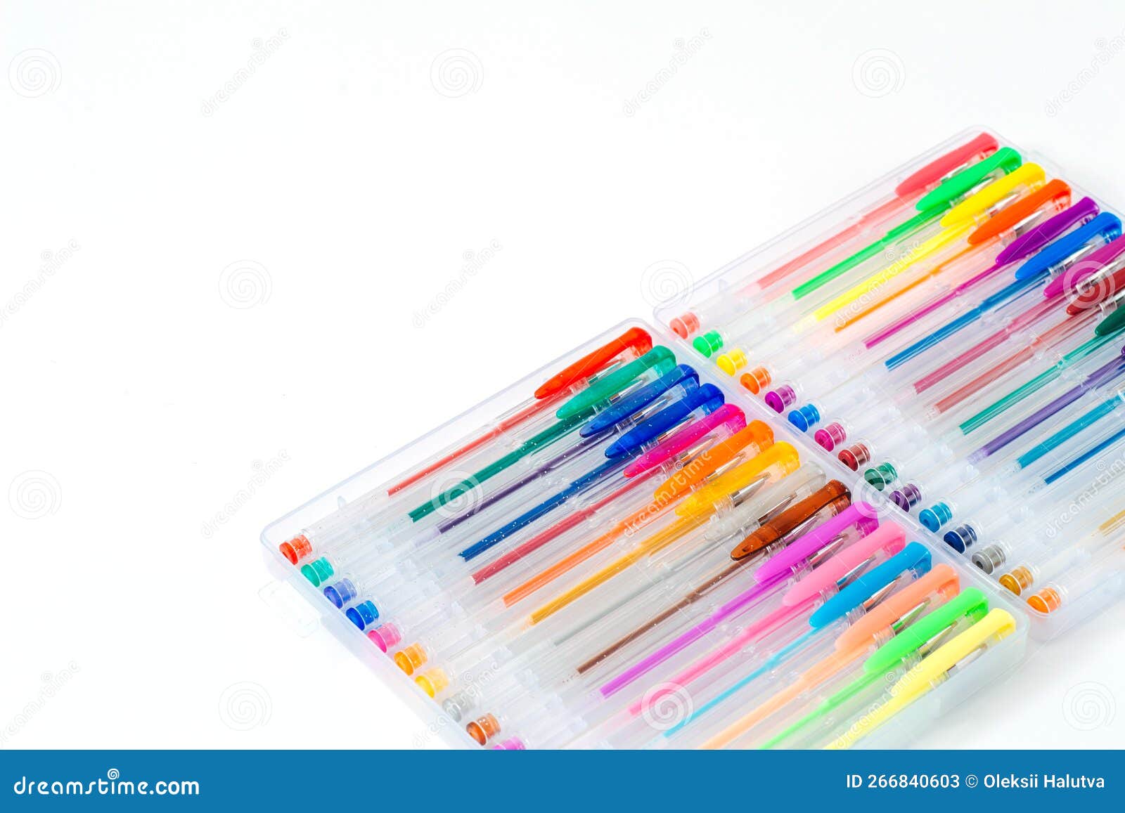 Multi-colored gel pens. stock image. Image of isolated - 266840603