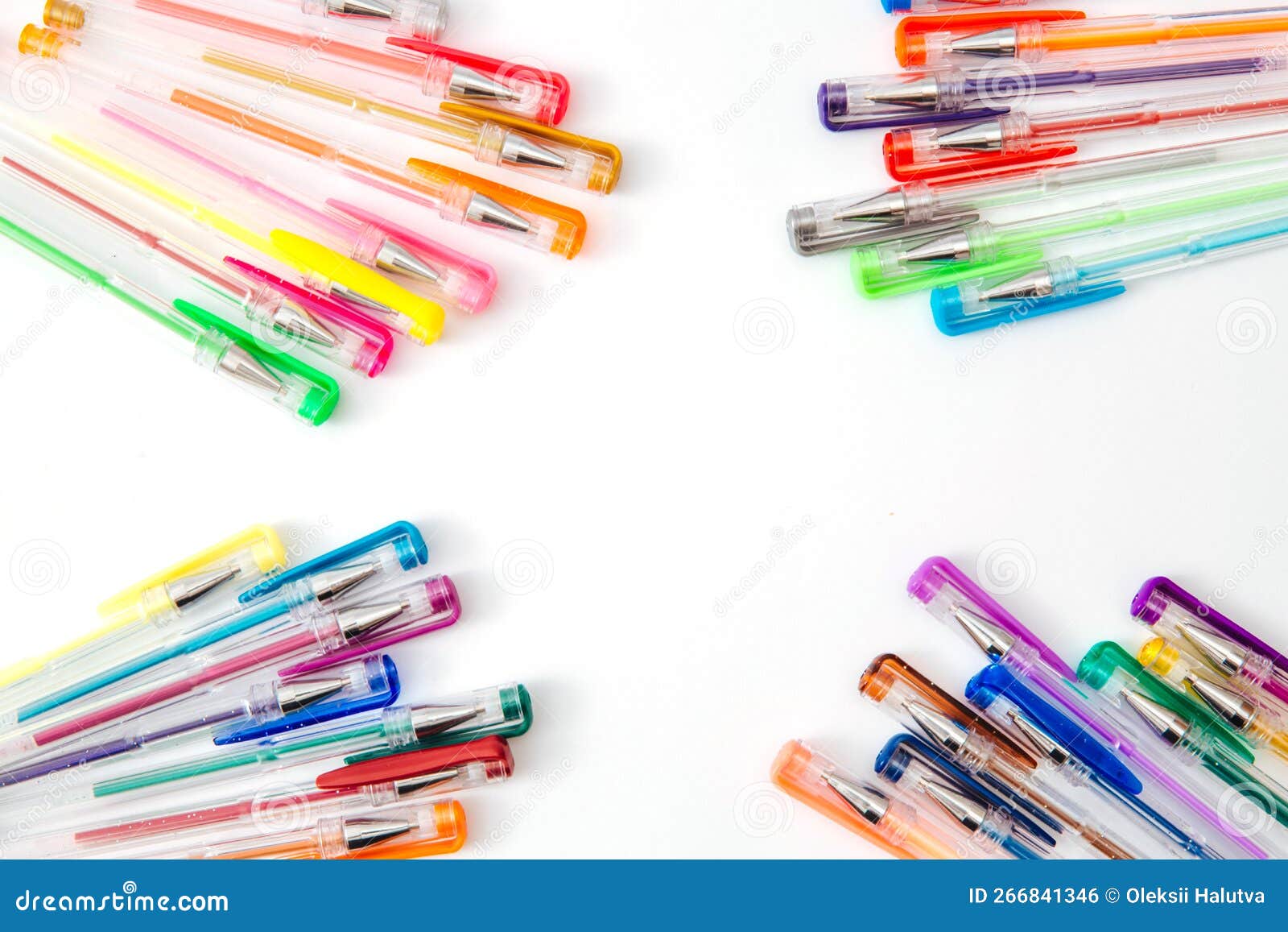 Multi-colored gel pens. stock photo. Image of design - 266841346