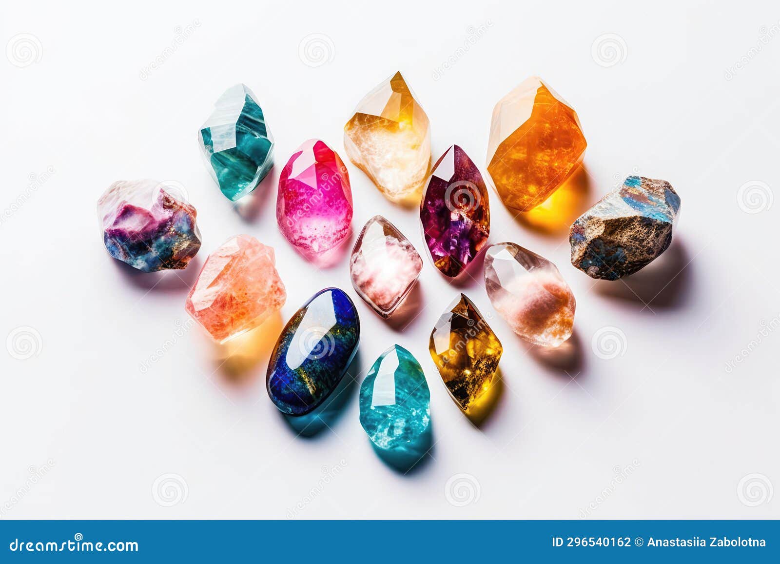 Multi-Colored Gems on a White Background. Generative AI Stock ...