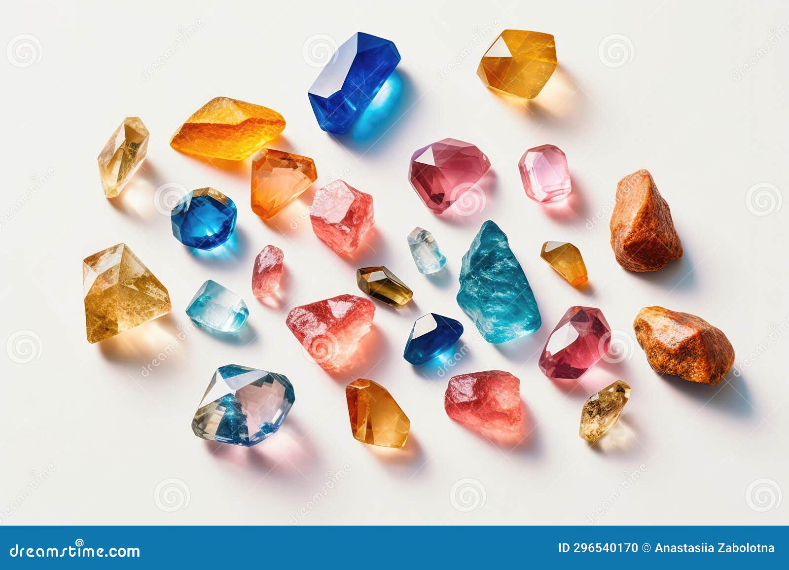 Multi-Colored Gems on a White Background. Generative AI Stock ...