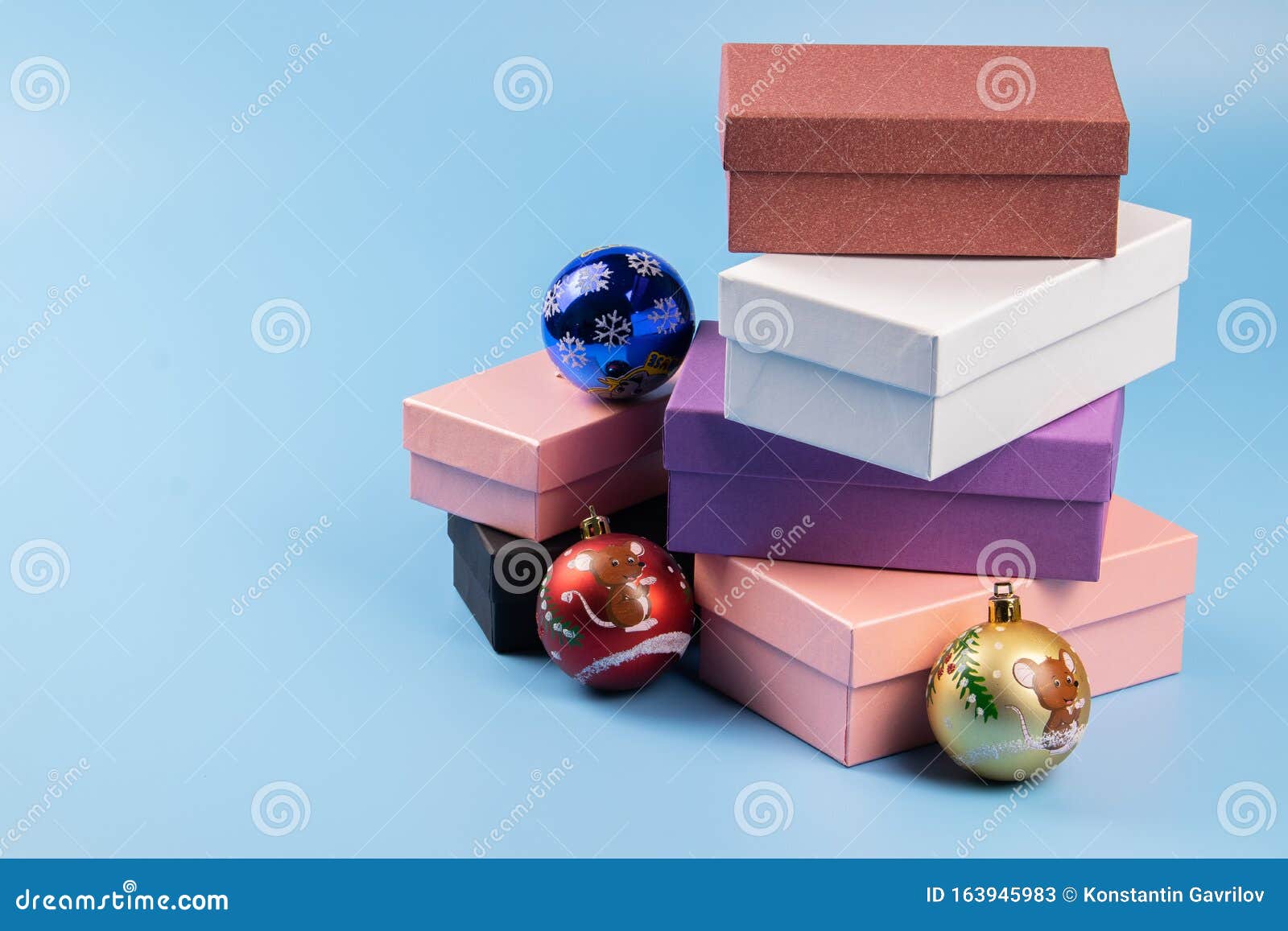 Multi-colored gift boxes stock image. Image of holiday - 163945983