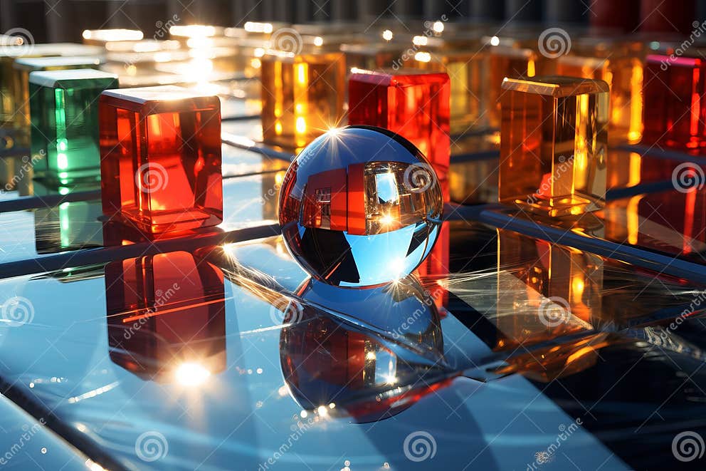 Multi-colored Glass Balls and Cubes Stock Illustration - Illustration ...