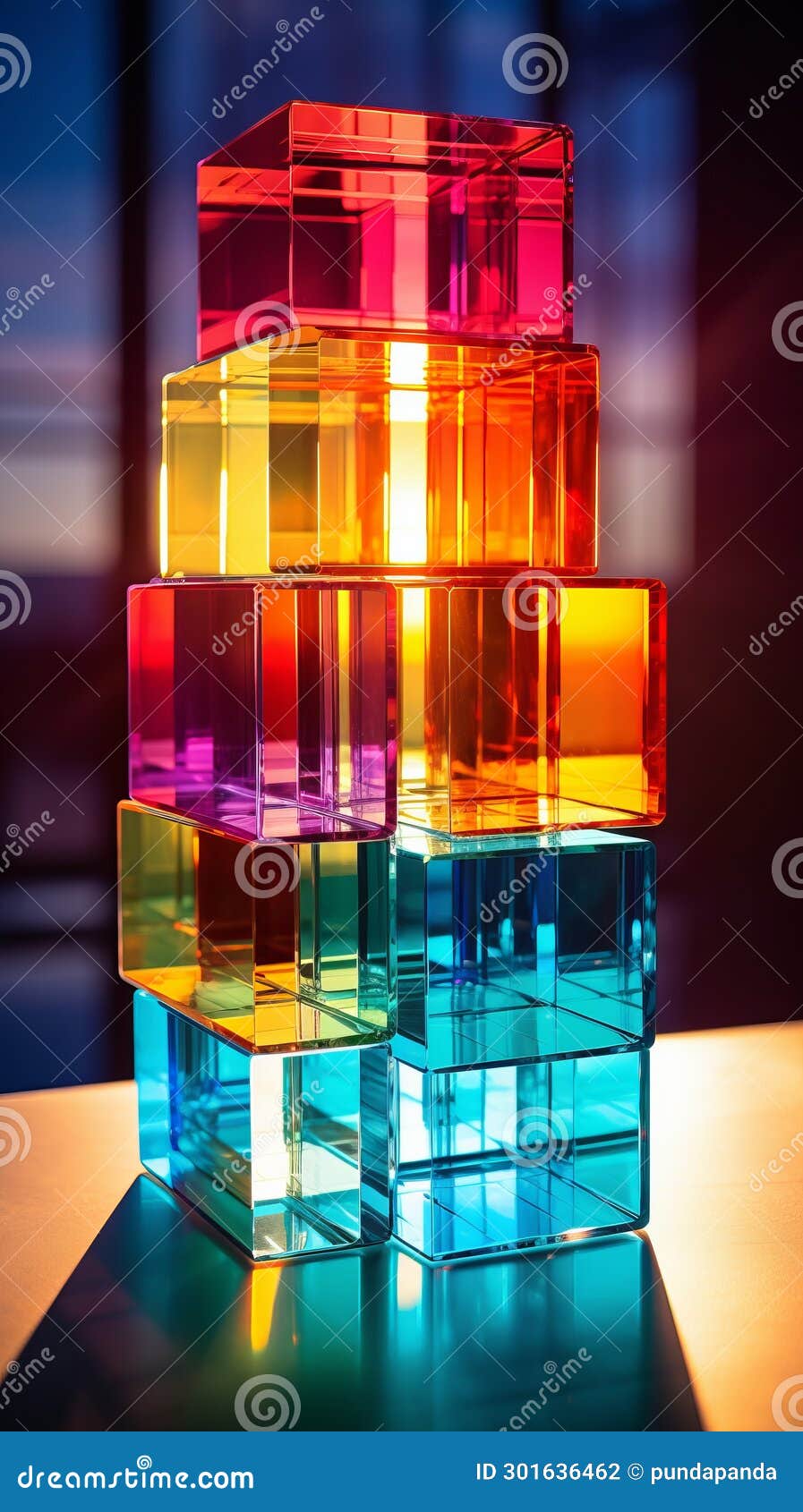 Multi-colored Glass Cubes in the Rays of the Sun Stock Photo - Image of ...