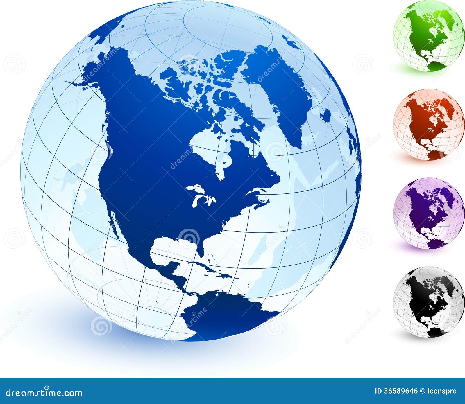 Multi Colored Globe set stock illustration. Illustration of blue - 36589646