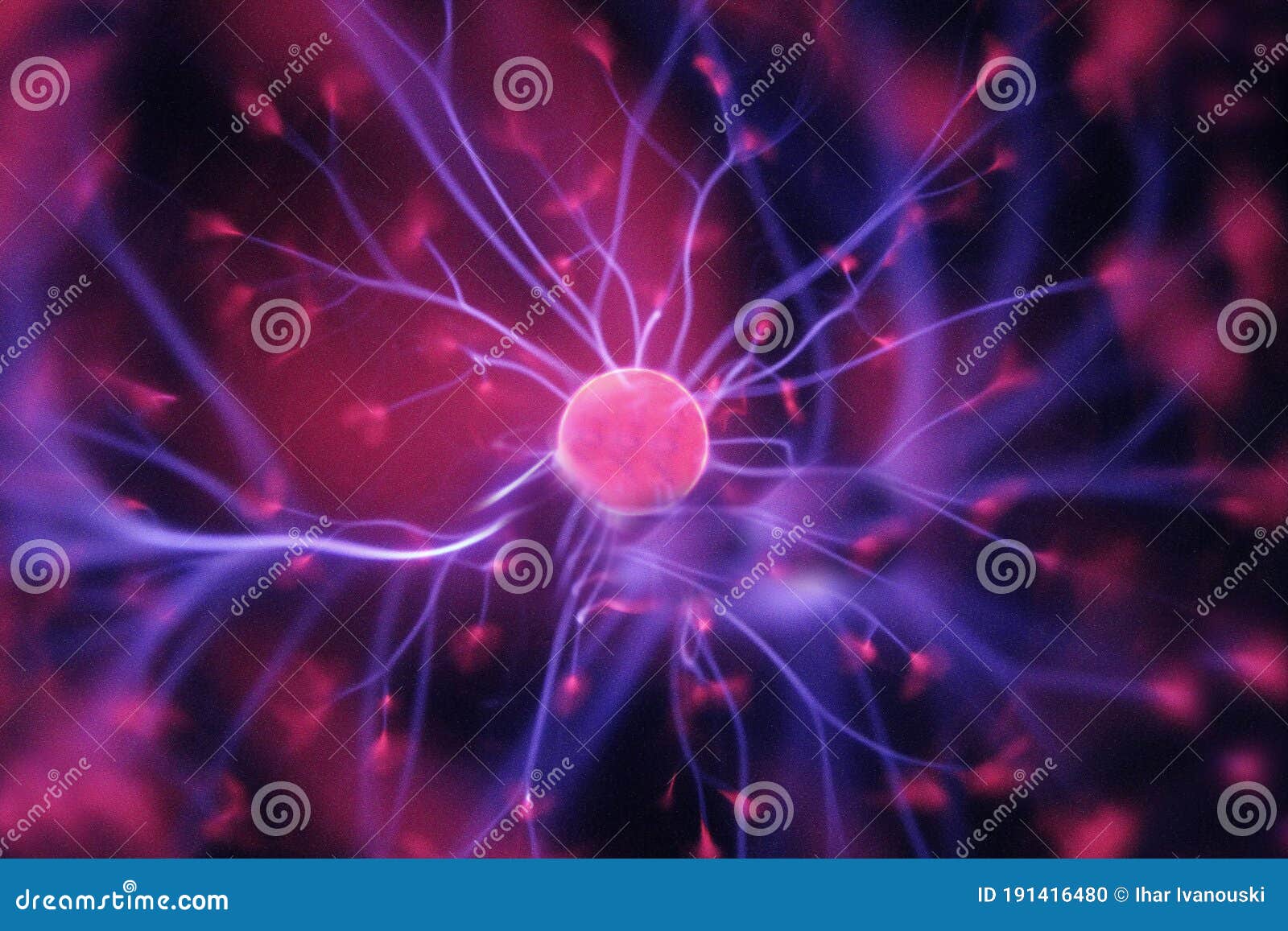 Electric Sphere Produce Plasma With Blue Sparks And Bolt. Science ...