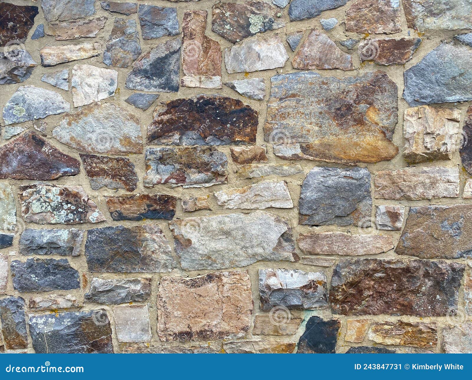 Multi-colored Granite Rock Wall with Different Sizes and Textures of ...