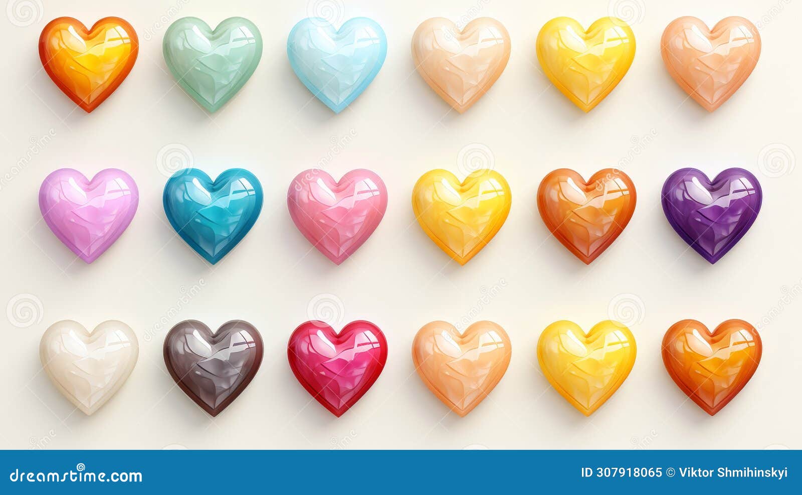 Multi-colored Hearts in the Form of Icons on a White Background Stock ...