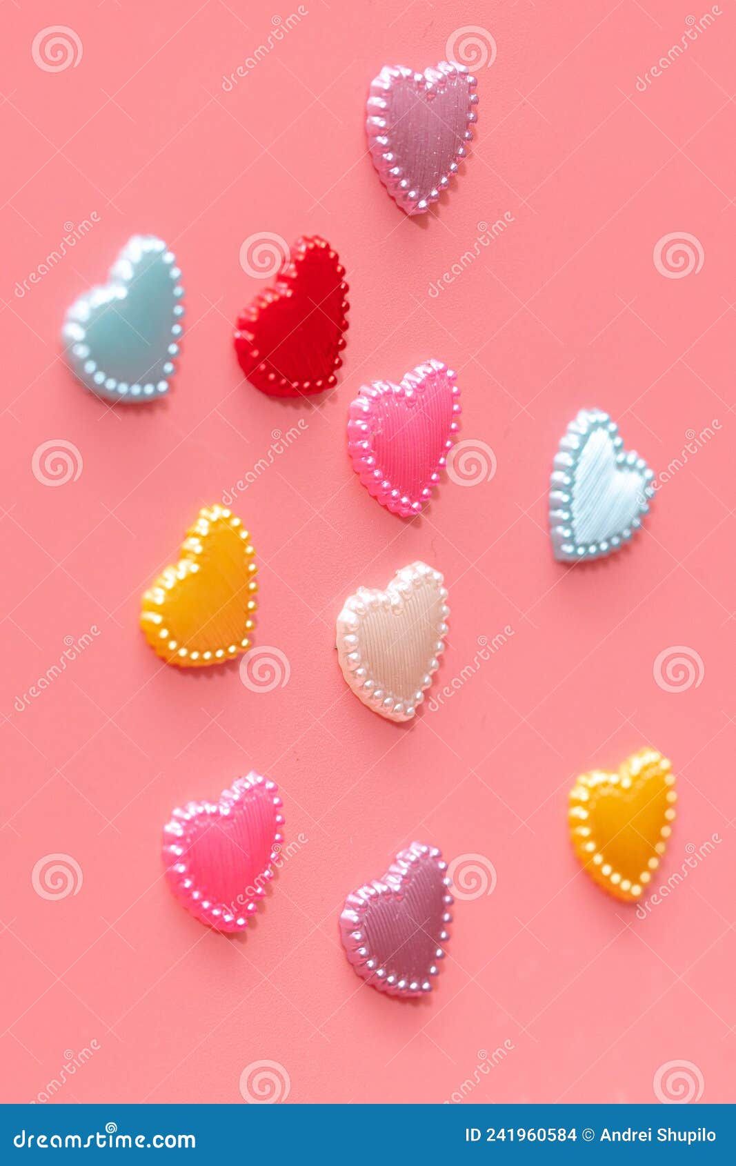 Multi-colored Hearts on a Pink Background. Stock Photo - Image of ...