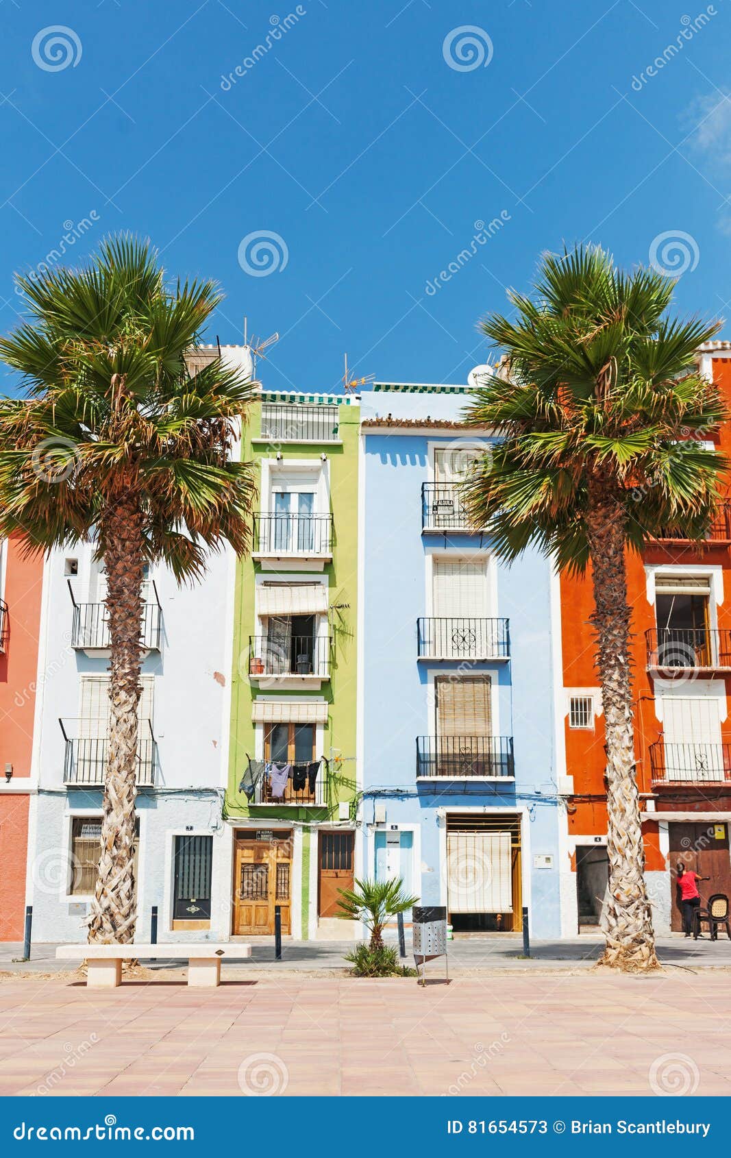 Multi-colored Homes of La Vila Joiosa, Costa Blanca Spain. Editorial ...