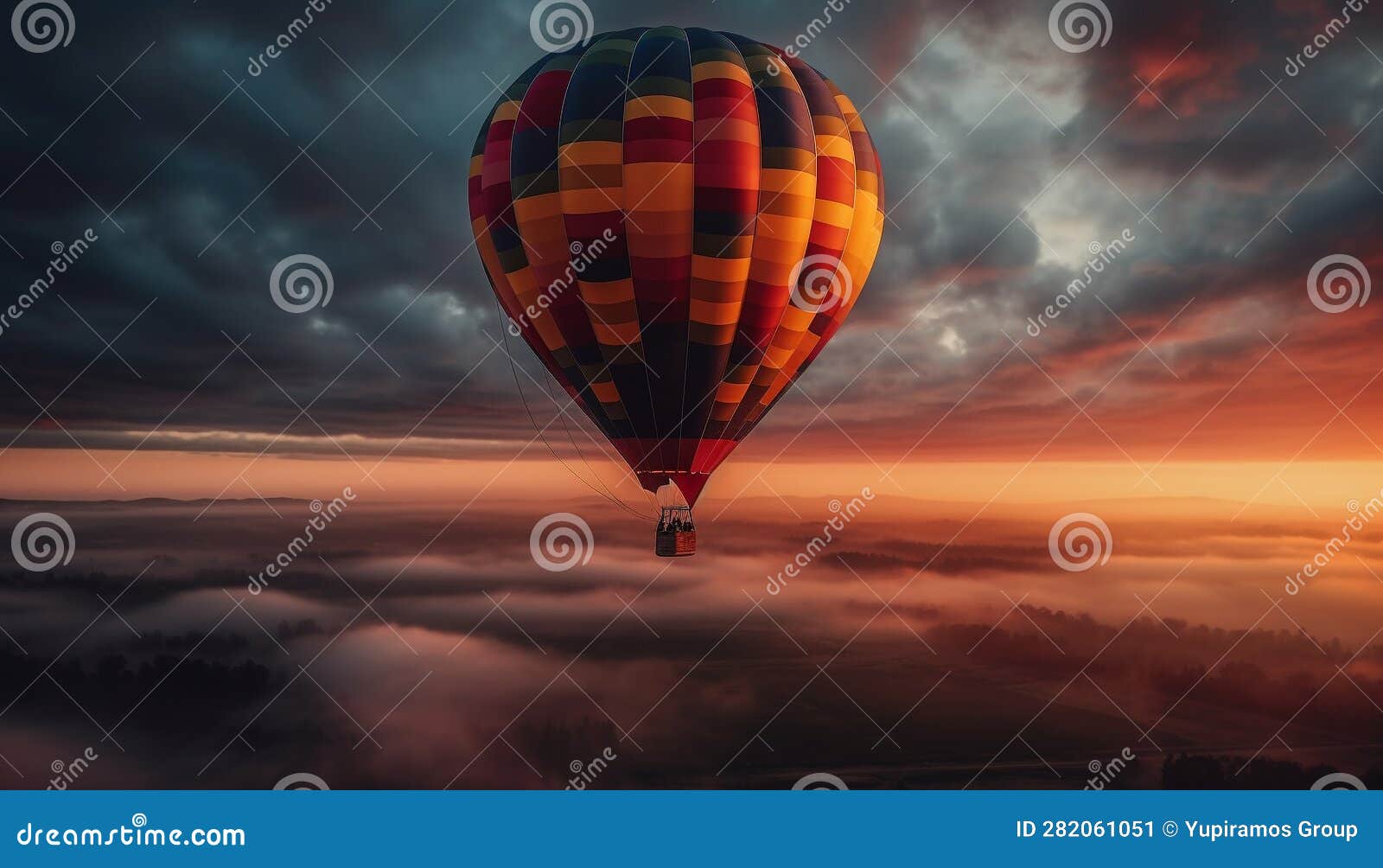 Multi Colored Hot Air Balloon Flying High Up in the Sky Generated by AI ...