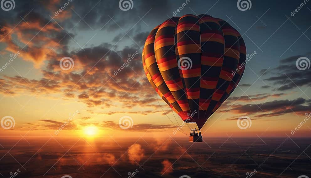Multi Colored Hot Air Balloon Flying High Up in the Sky Generated by AI ...
