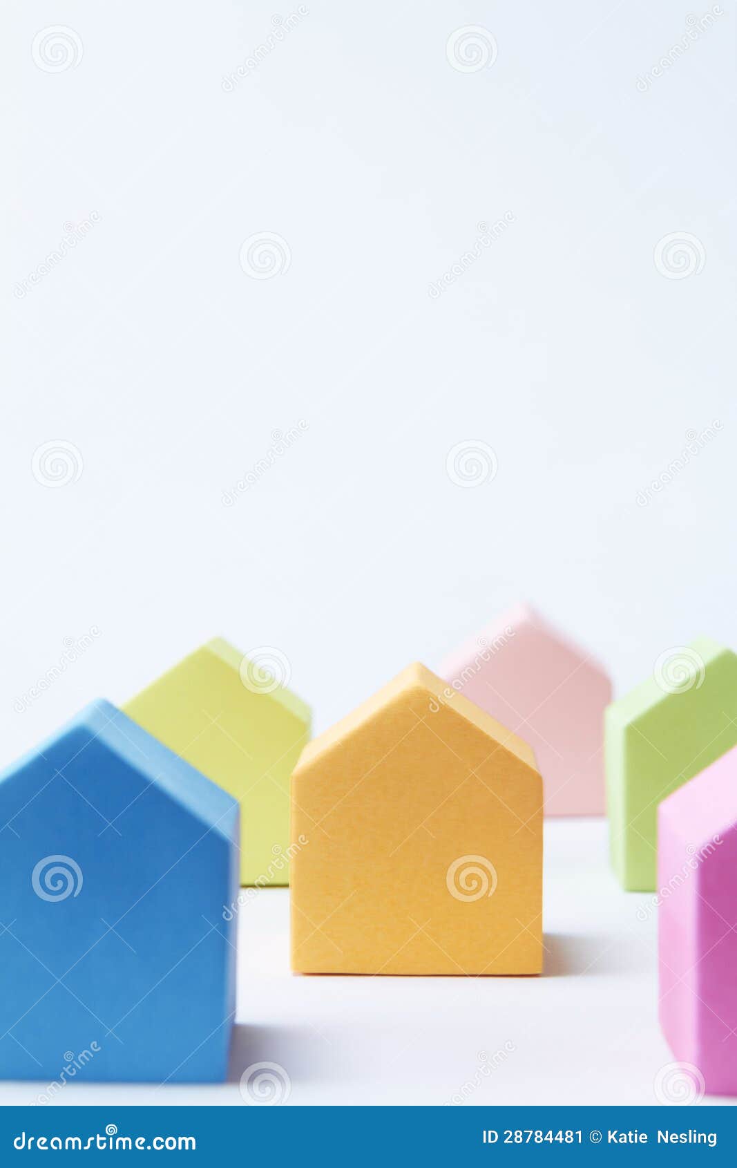 Multi Colored House Shaped Blocks on White Background Stock Image ...