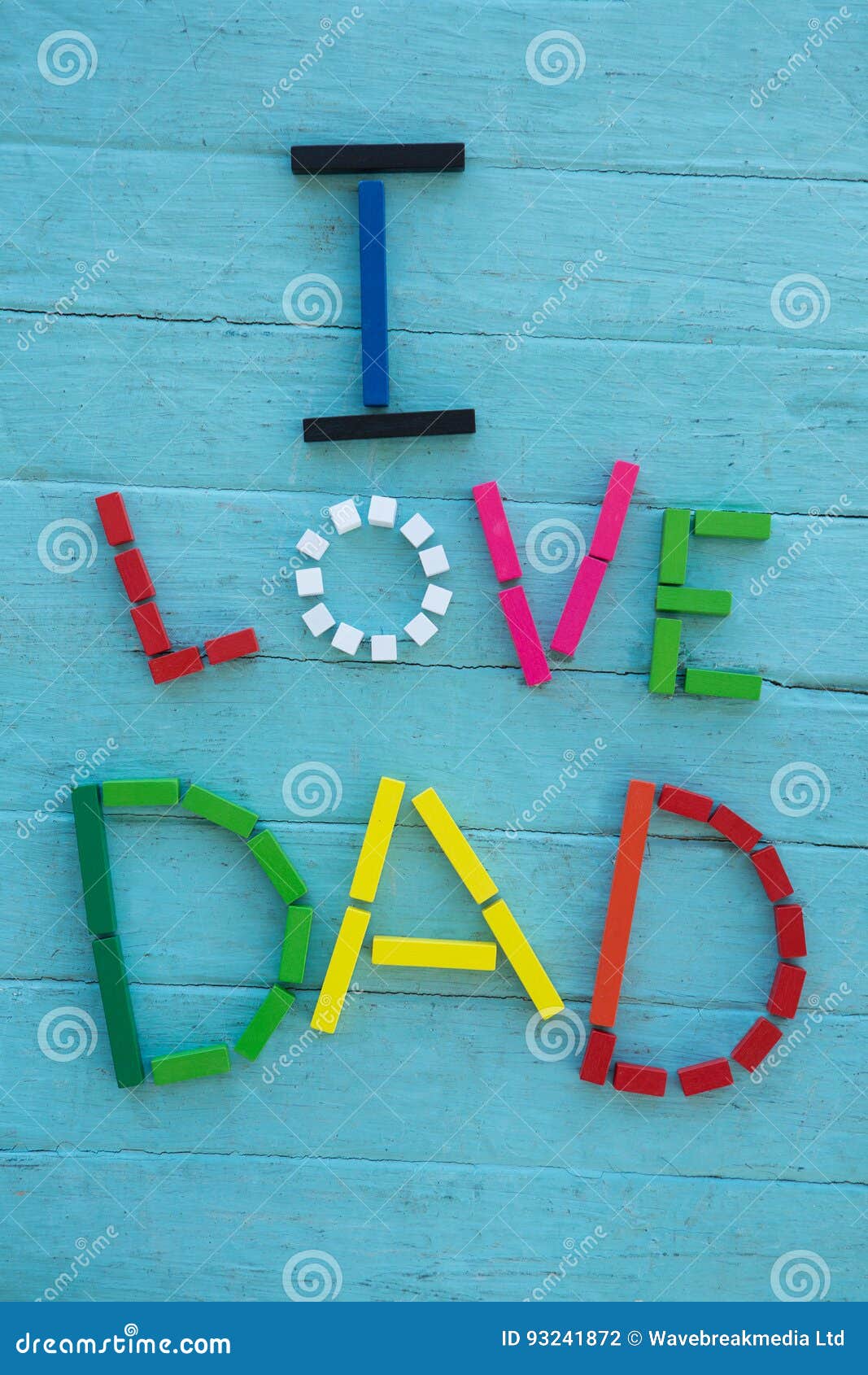 Multi Colored I Love Dad Text on Table Stock Photo - Image of ...