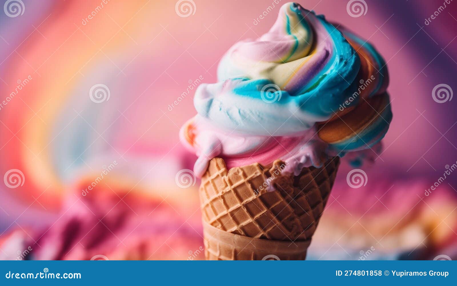 Multi Colored Ice Cream Cone a Sweet Indulgence Generated by AI Stock ...