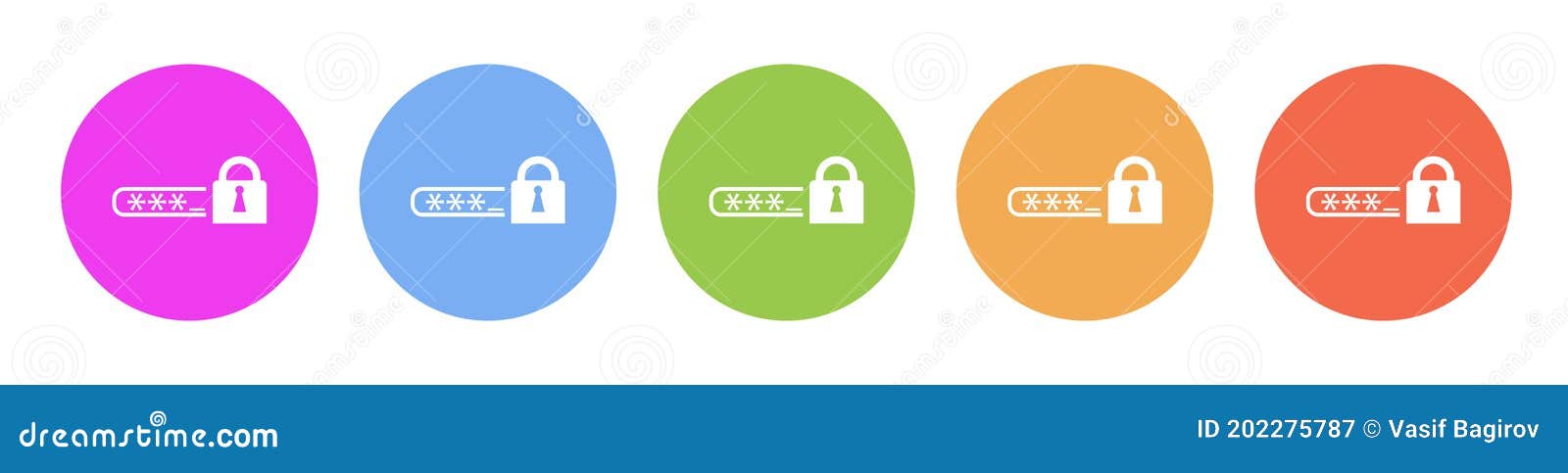 Multi Colored Icon Login Lock Key. Button Banner Round Badge Interface ...