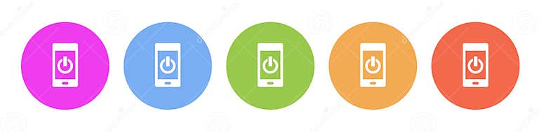 Multi Colored Icon Phone Power. Button Banner Round Badge Interface for ...