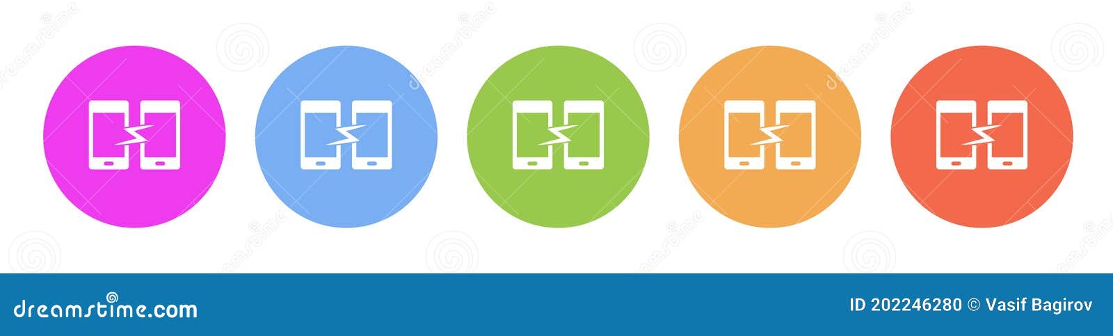 Multi Colored Icon Phone Sync. Button Banner Round Badge Interface for ...