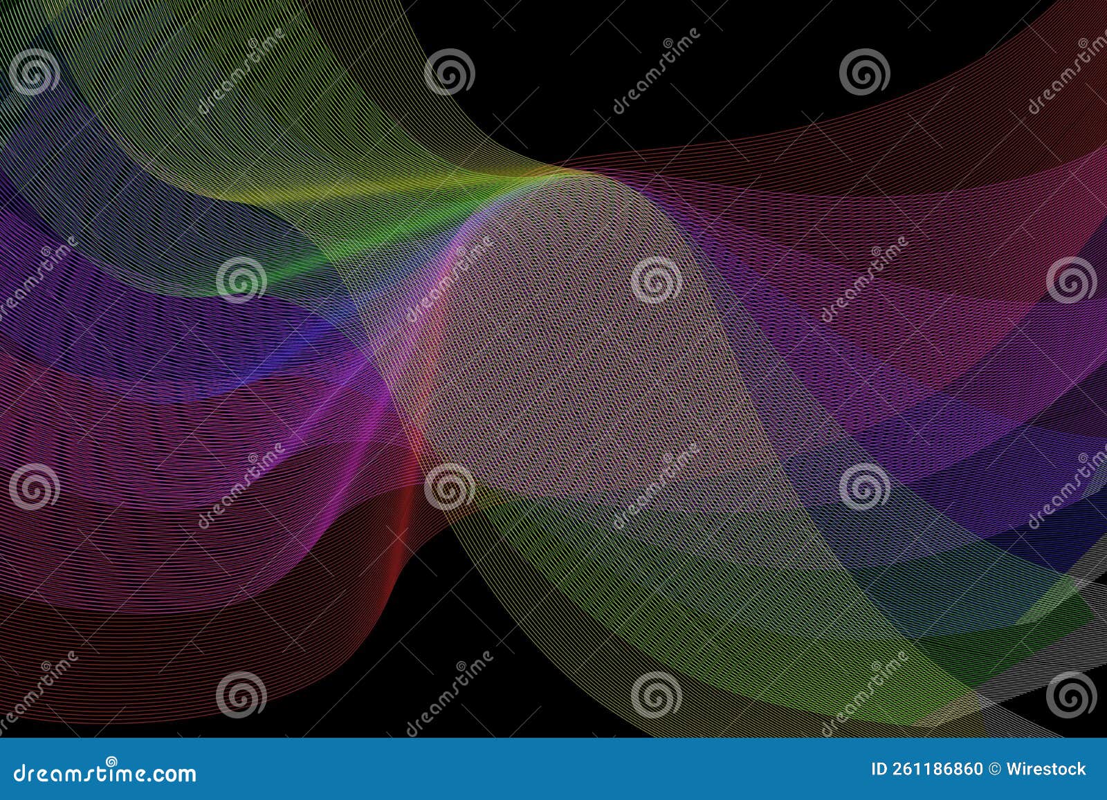 Multi-colored Illustrated Waves Over a Black Background. Stock ...