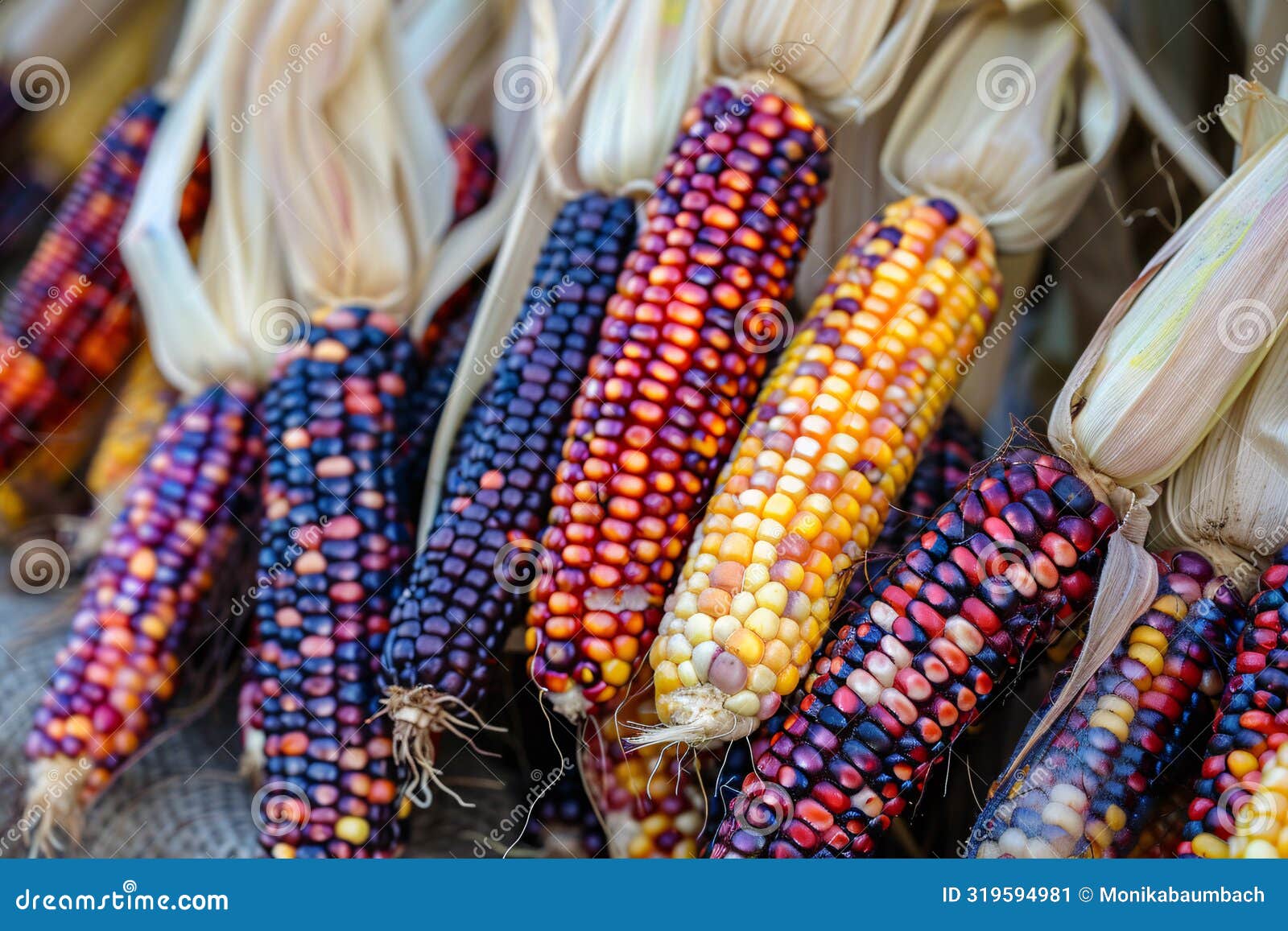 Multi colored Indian corn stock illustration. Illustration of closeup ...