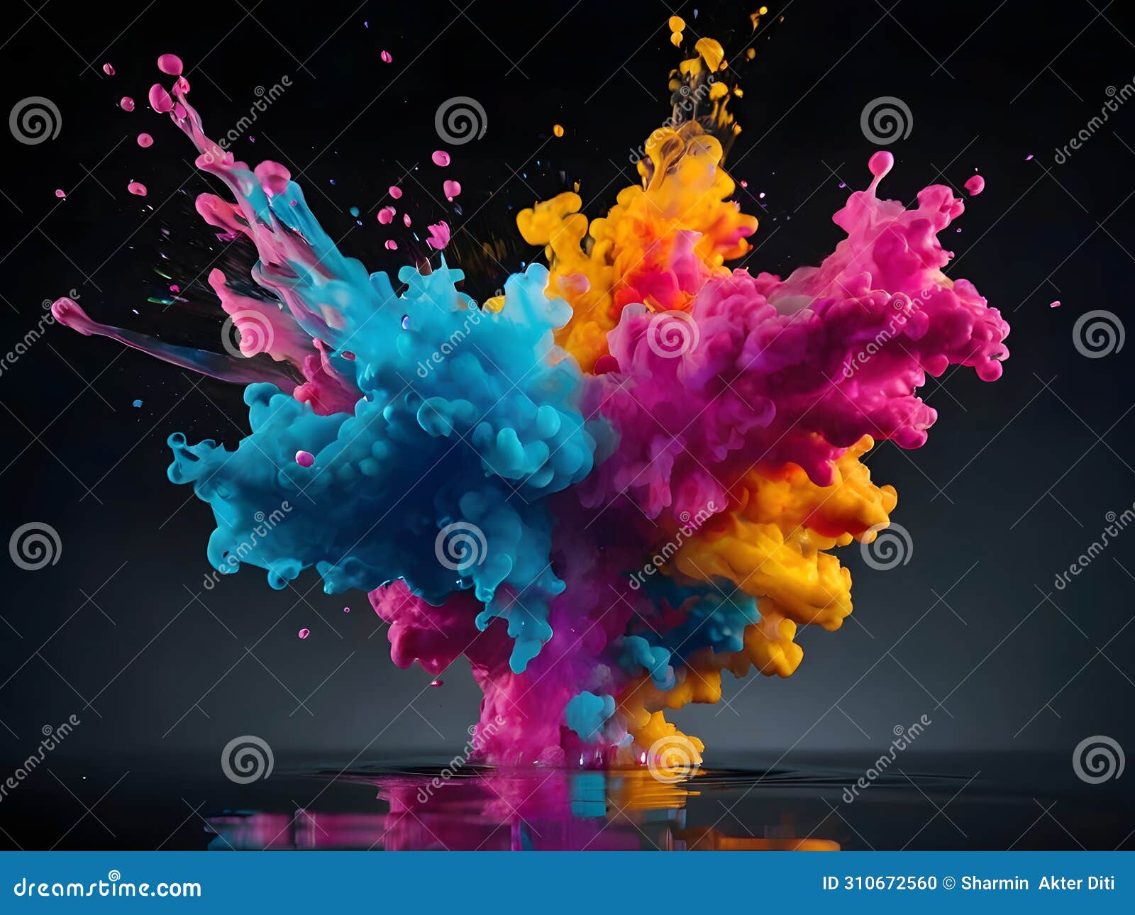 Multi Colored Ink Exploding in Abstract Underwater Motion Stock ...