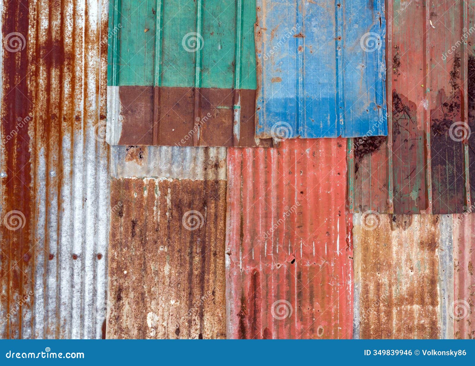 Multi-colored Iron Sheets, Corrugated Sheets of Old Roofing Material ...