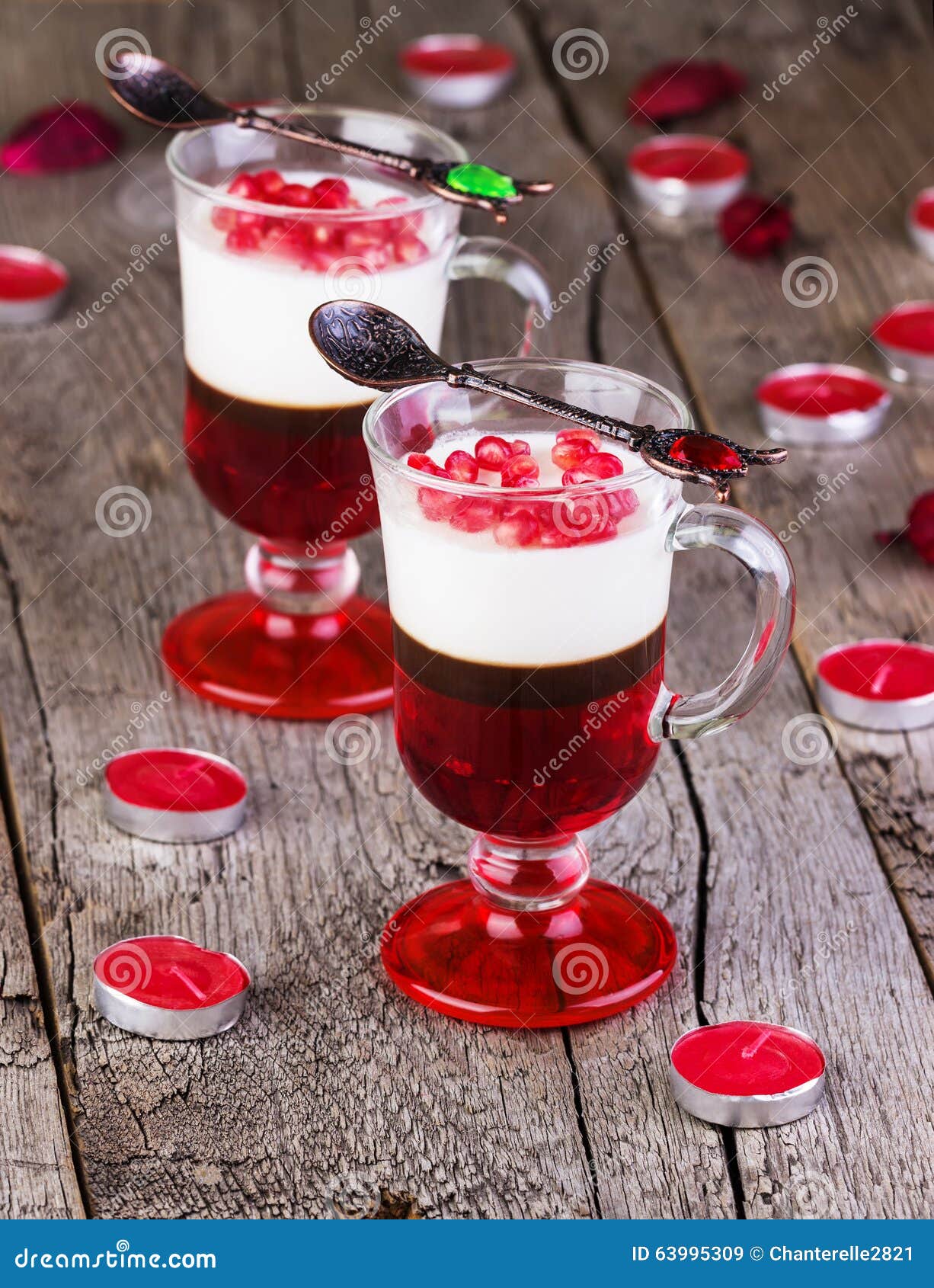 Multi-colored Jelly with Pomegranate Stock Image - Image of gelatin ...