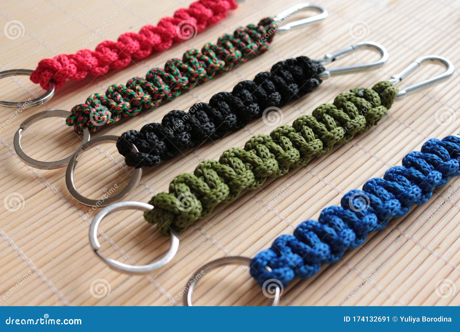 Multi-colored Key Chains with Carabiner Made Using Macrame Technique ...