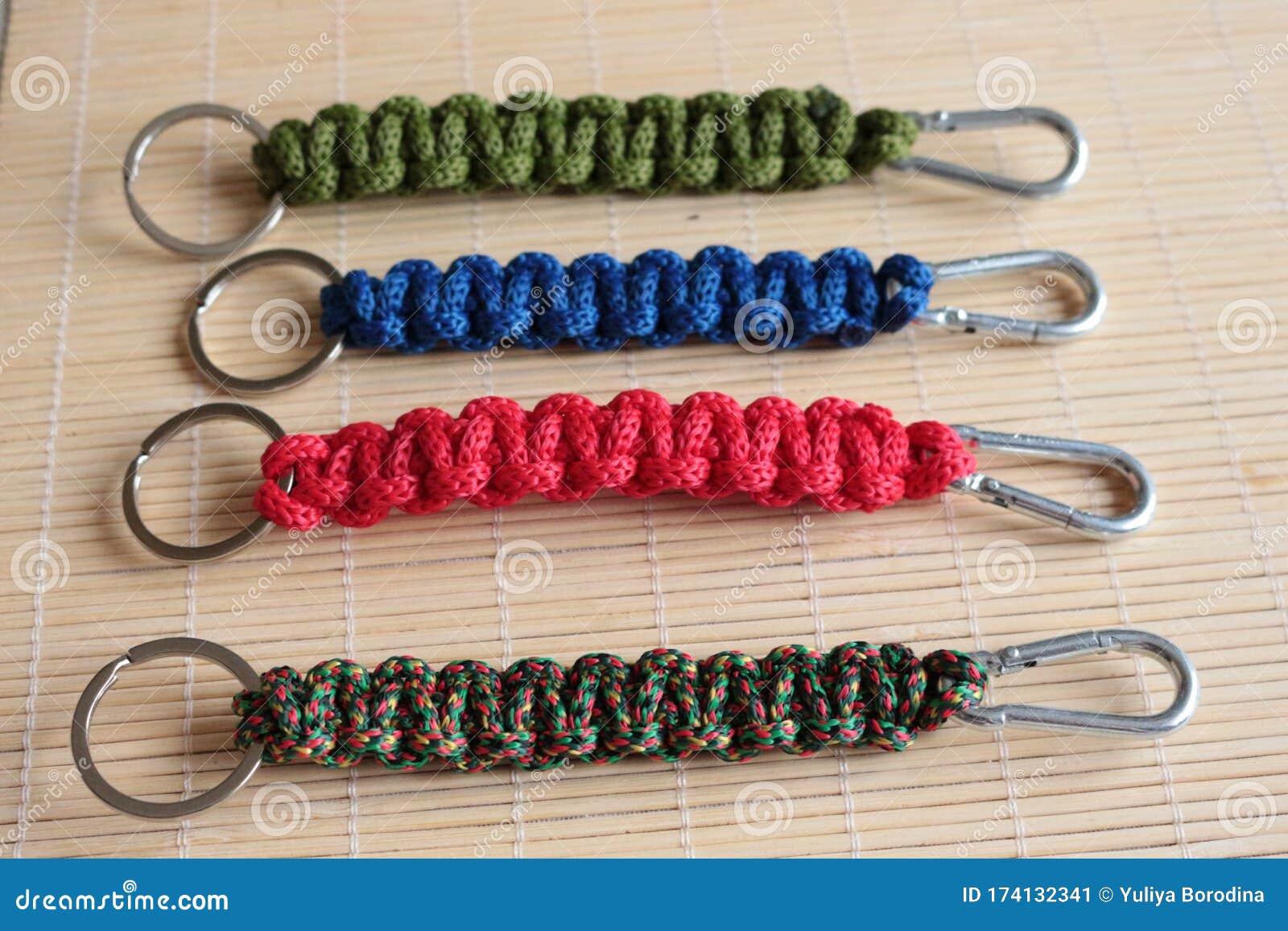 Multi-colored Key Chains with Carabiner Made Using Macrame Technique ...