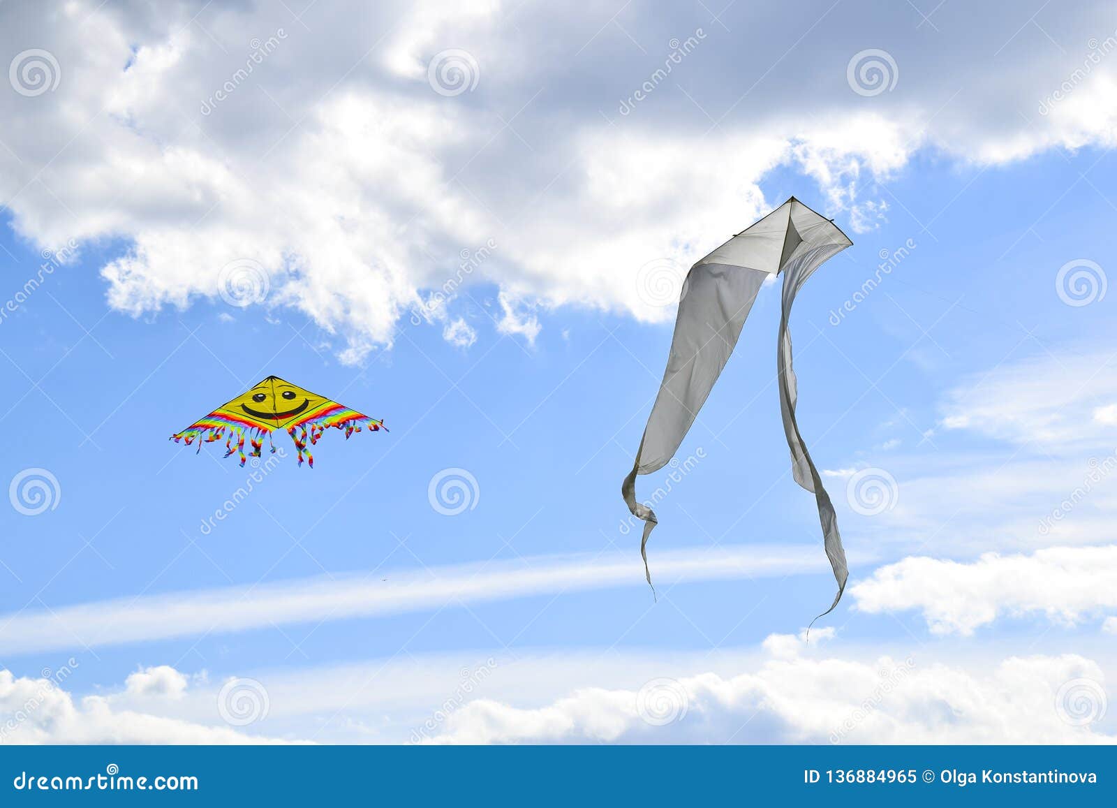 Multi Colored Kites in the Blue Sky Stock Image - Image of wind, symbol ...