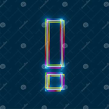 Multi-colored Multi-layered Line Exclamation Point Icon with Glowing ...