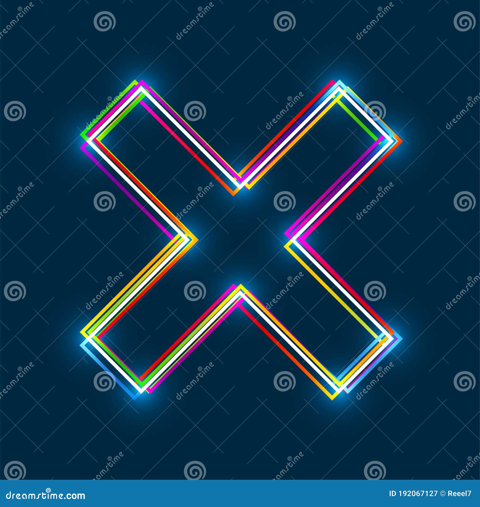 Multi-colored Multi-layered Line X Mark, Cross Icon with Glowing Light ...
