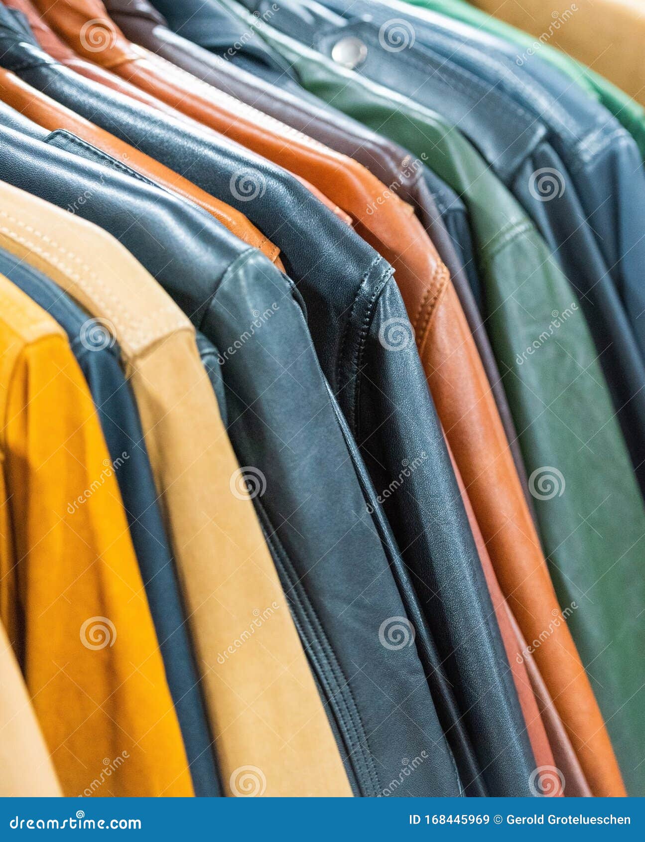 Multi-colored Leather Jackets, Fez, Morocco. Close-up Stock Image ...