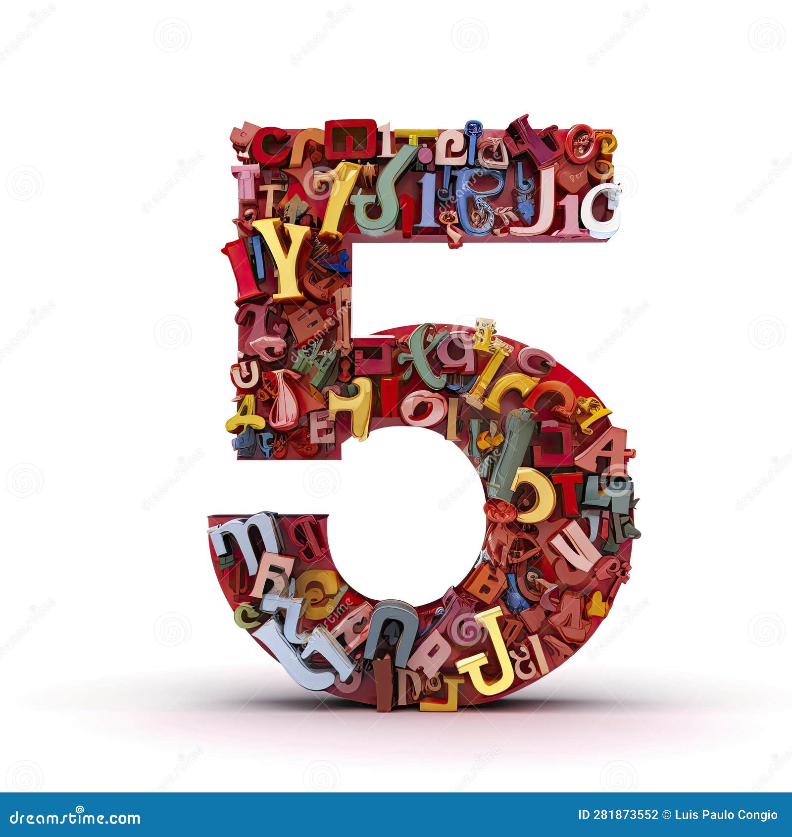 Multi-colored Letters Arranged To Form the Number Five Stock Photo ...