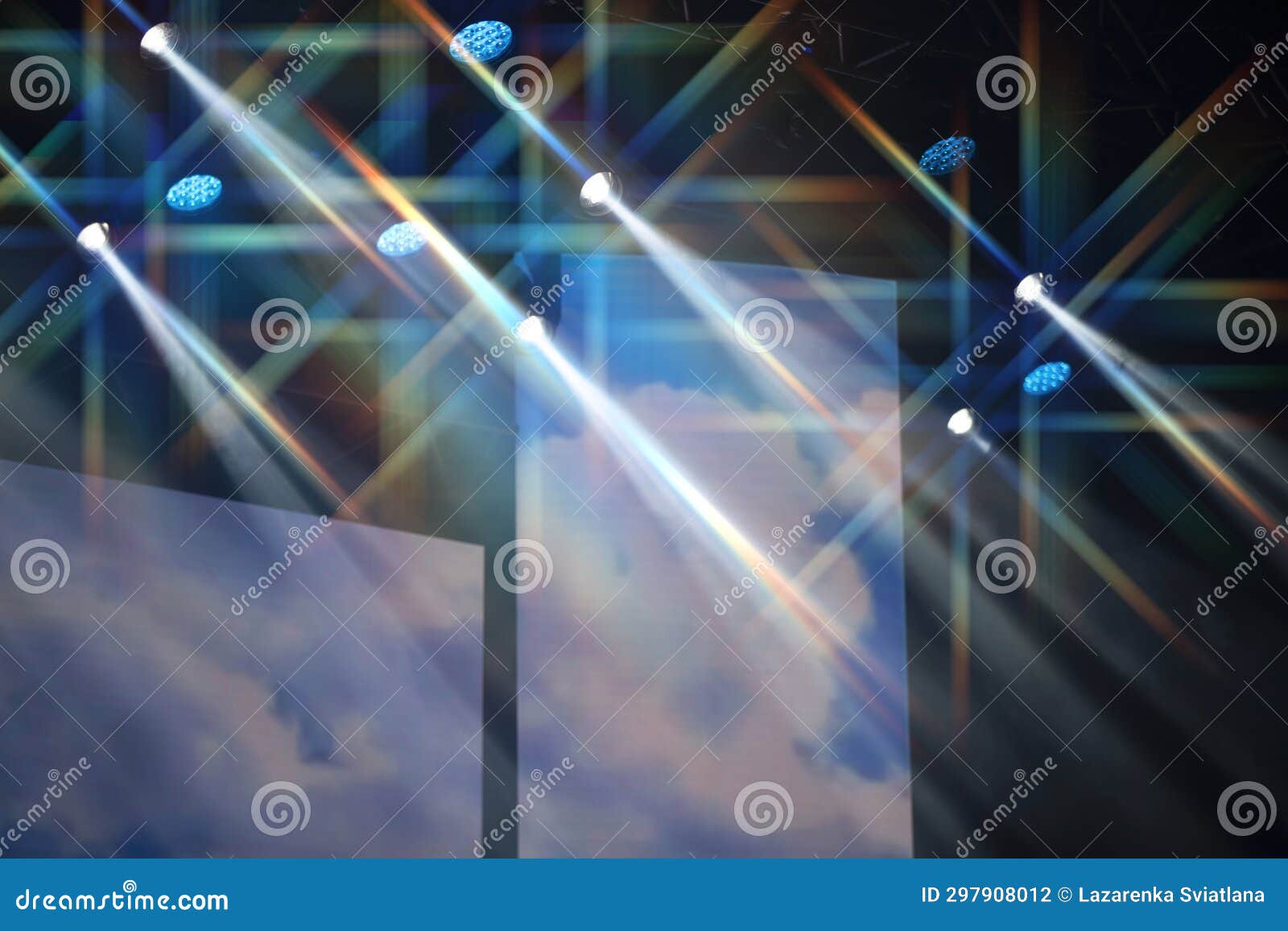 Multi-colored Light Beams from Stage Stock Photo - Image of equipment ...