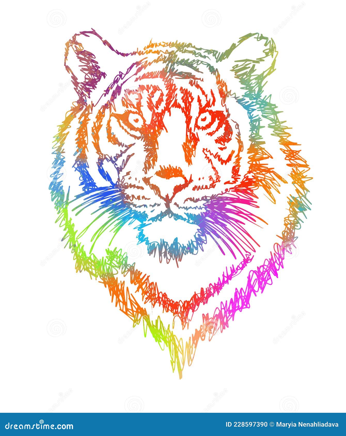 The Face of a Multi-colored Lion. Vector Illustration Stock Vector ...