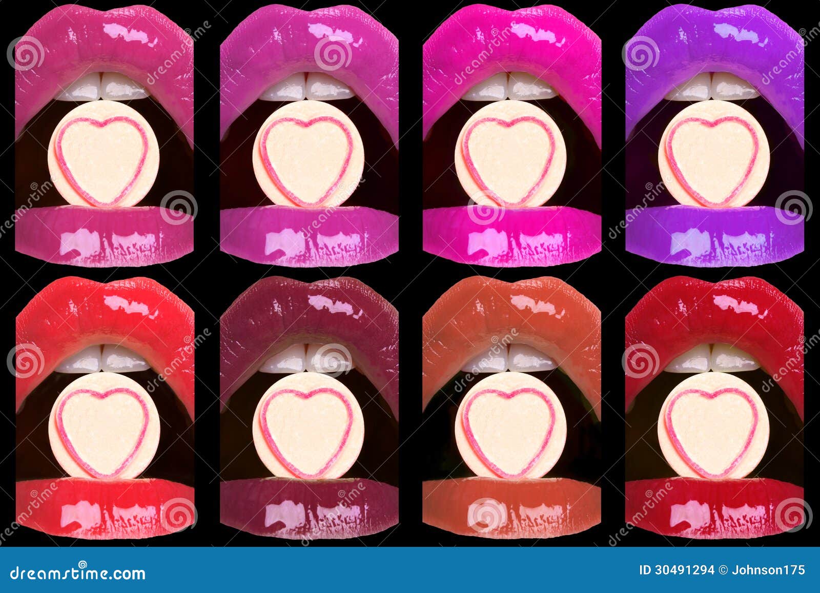 Multi Colored Lips Black Background with Copy Space Stock Photo - Image ...
