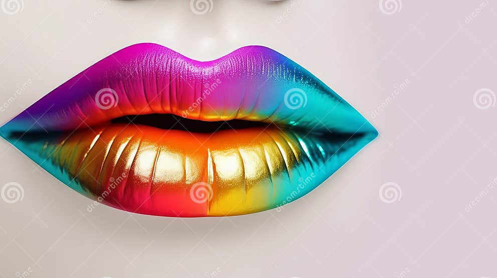 Multi-colored Lips on a White Stock Illustration - Illustration of ...