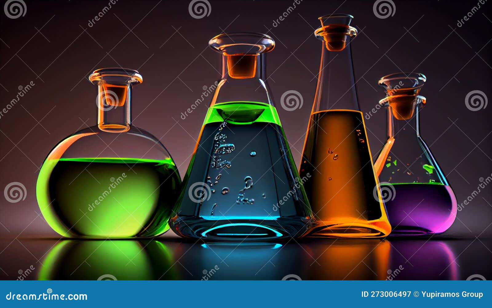 Multi Colored Liquid in a Beaker for Scientific Experiment Generated by ...