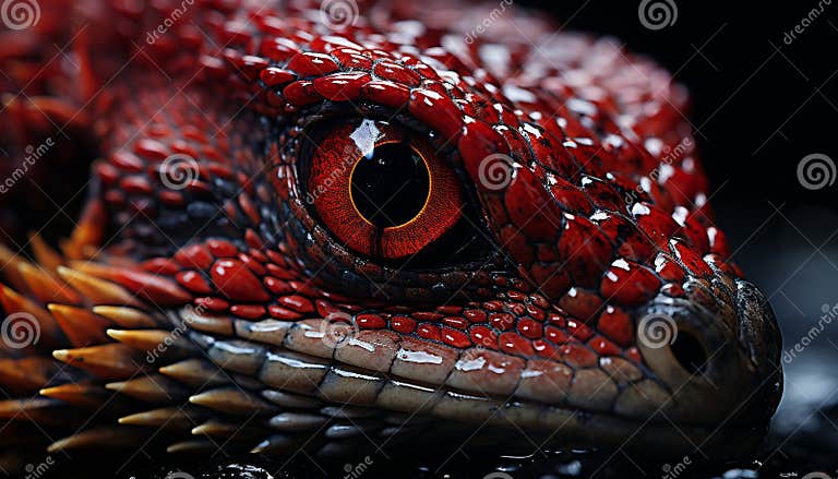 Multi Colored Lizard in Tropical Rainforest, Looking at Camera ...