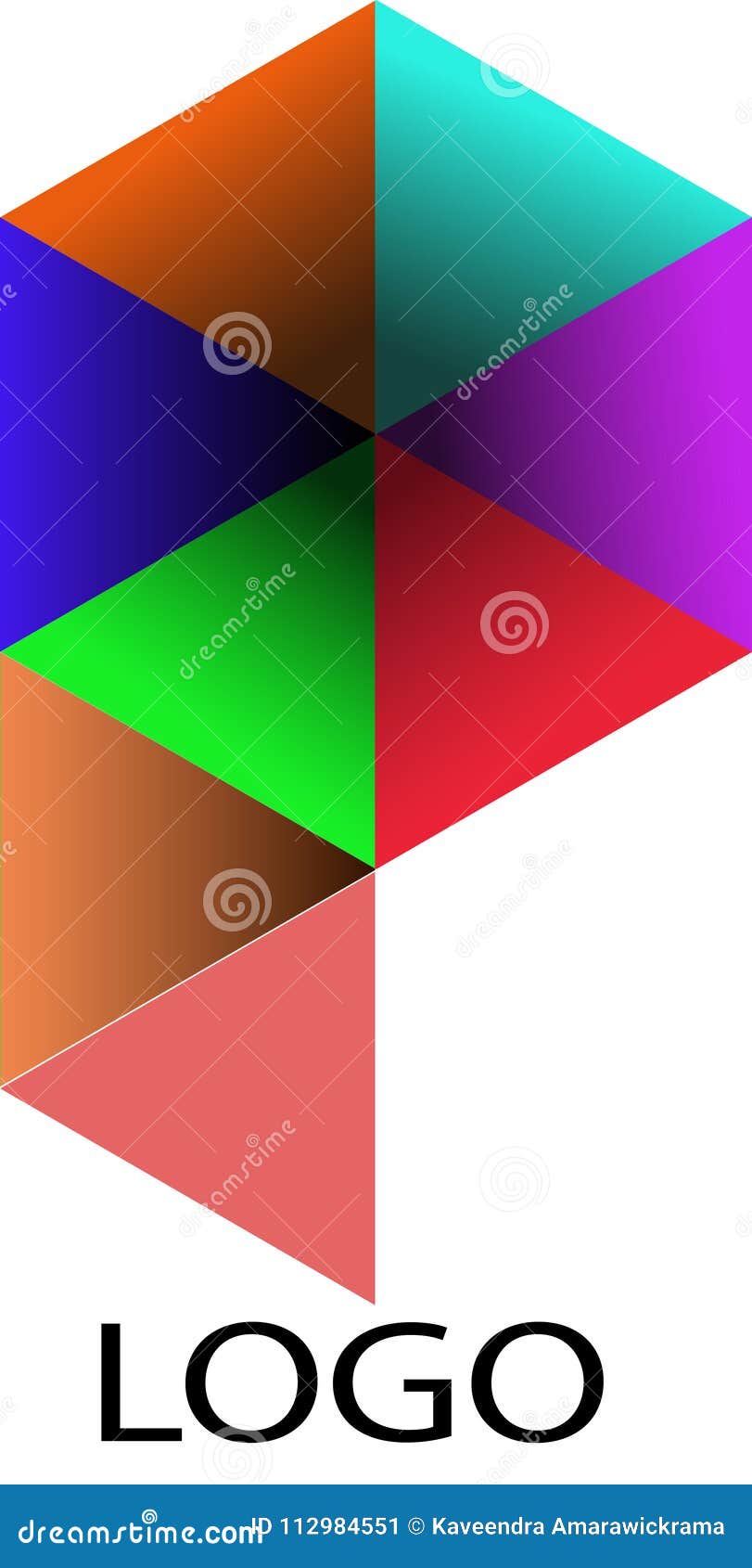 Colorful polygon logo stock vector. Illustration of color - 112984551